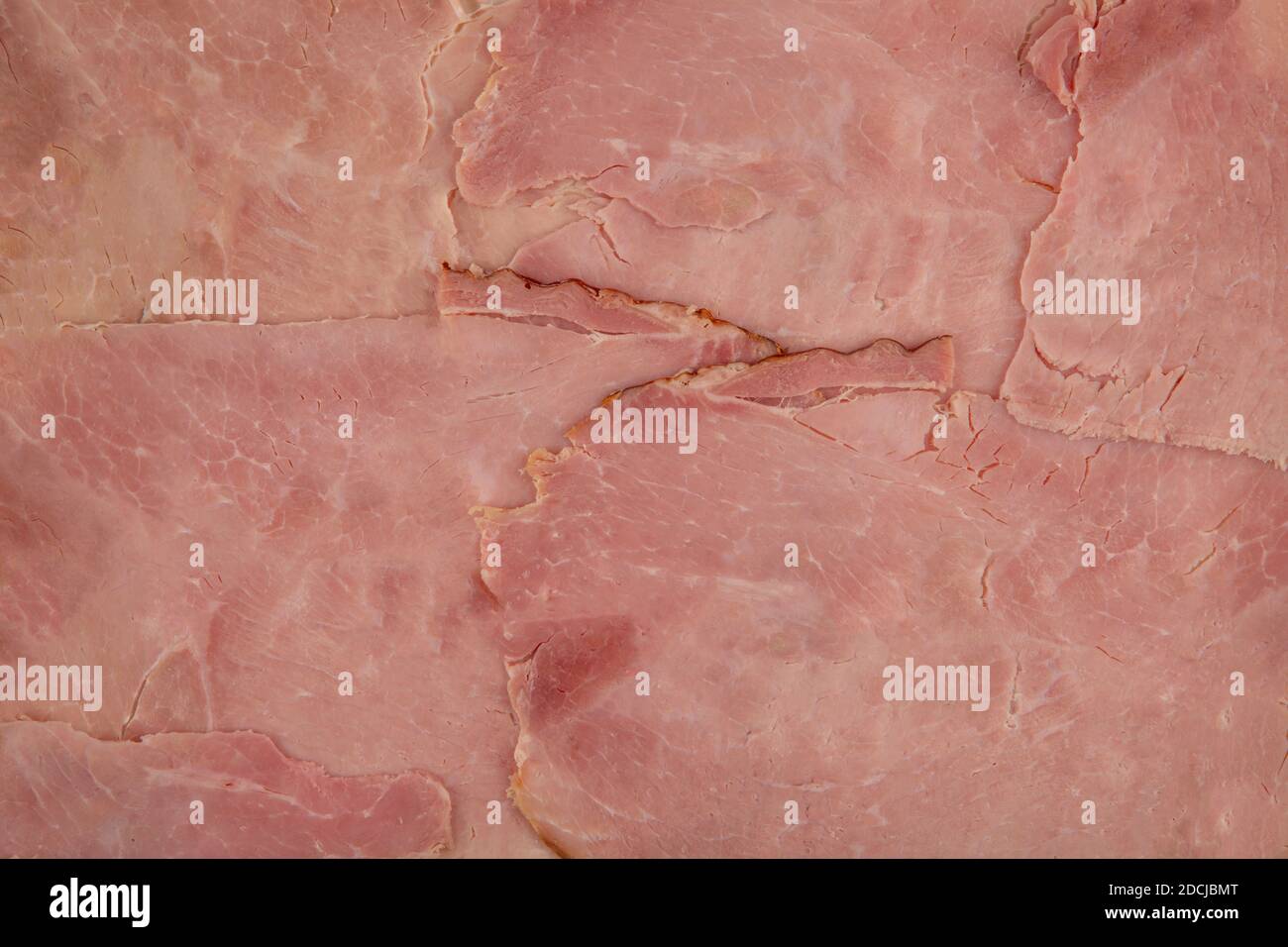 Ham texture - top view and close-up of large slices of cooked smoked ...