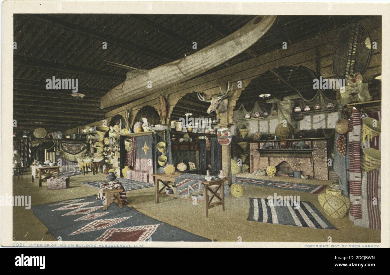 Interior Indian Building, Albuquerque, N. M., still image, Postcards ...