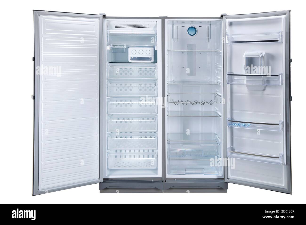 Front View of gray Side by Side Double Door Refrigerator .open door ...