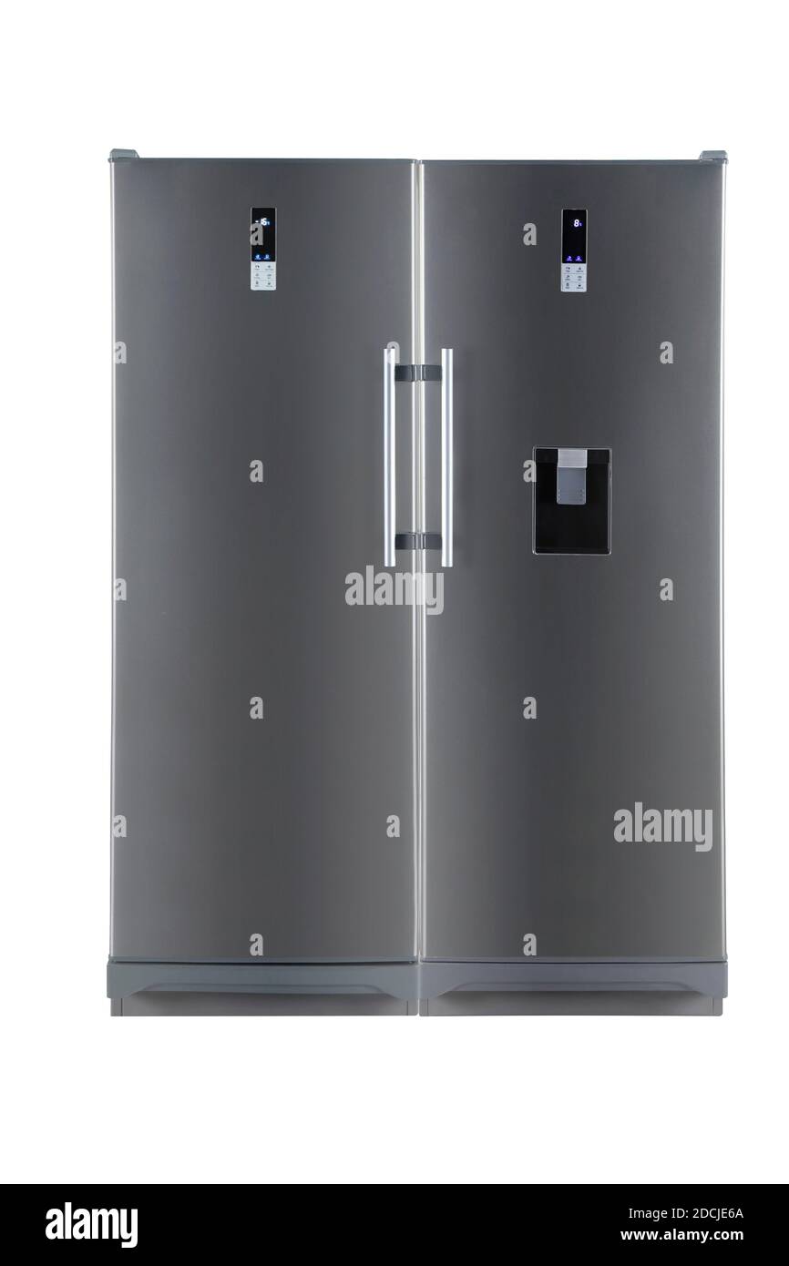 Front View of White Side by Side Double Door Refrigerator Stock Photo ...