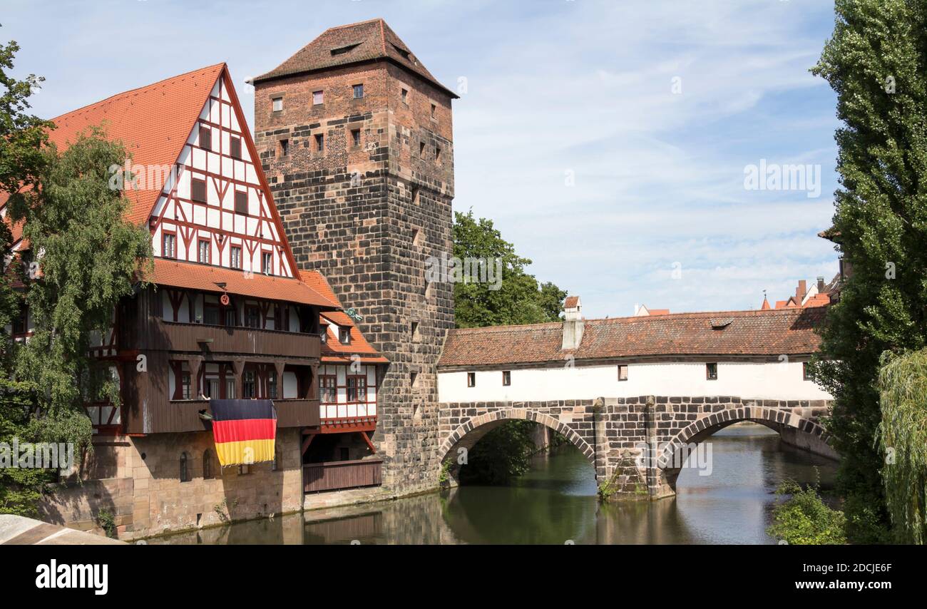 German traditional medieval half-timbered Old Town architecture and ...