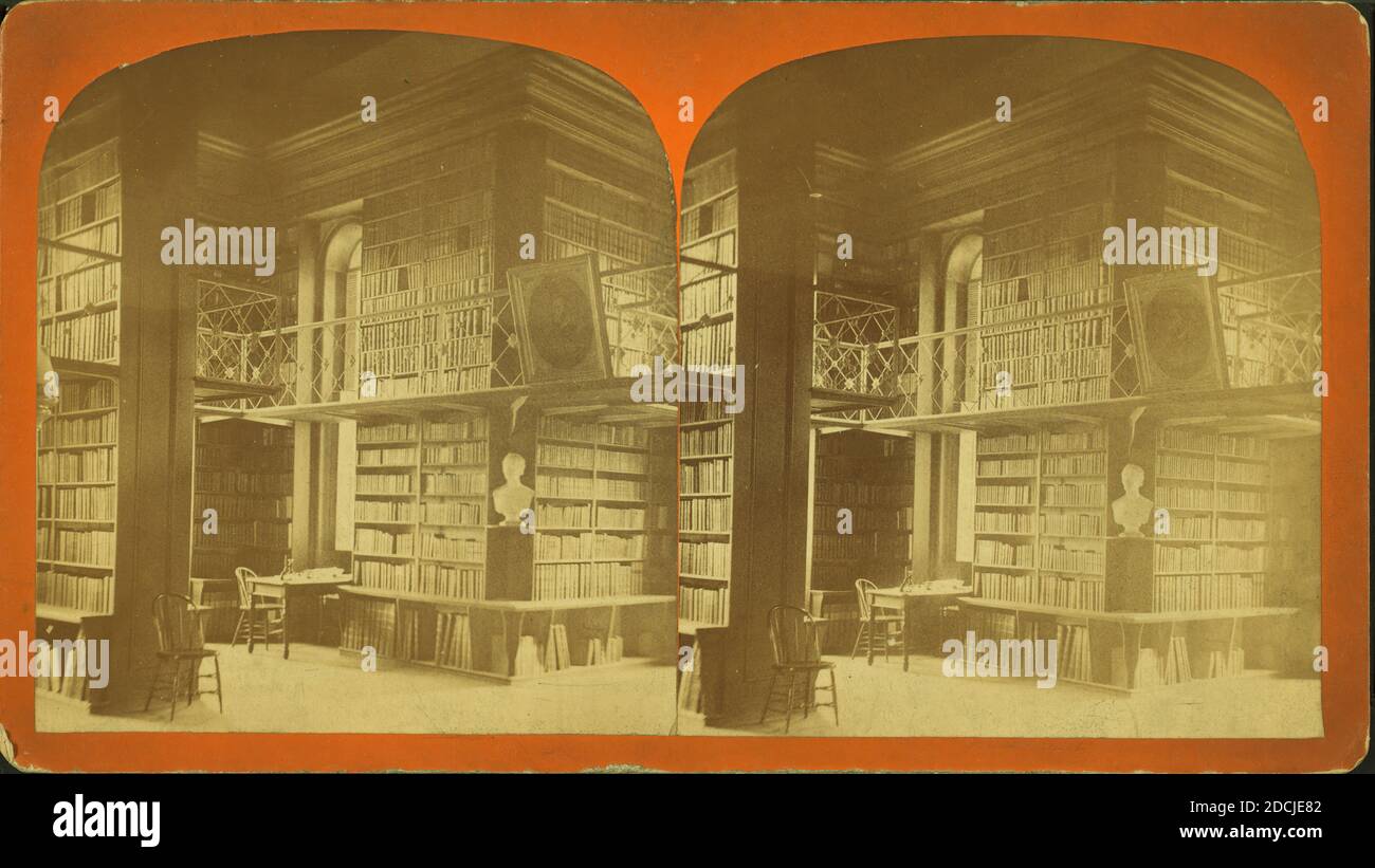 Interior of the library of Colby University, Waterville, Maine., still ...