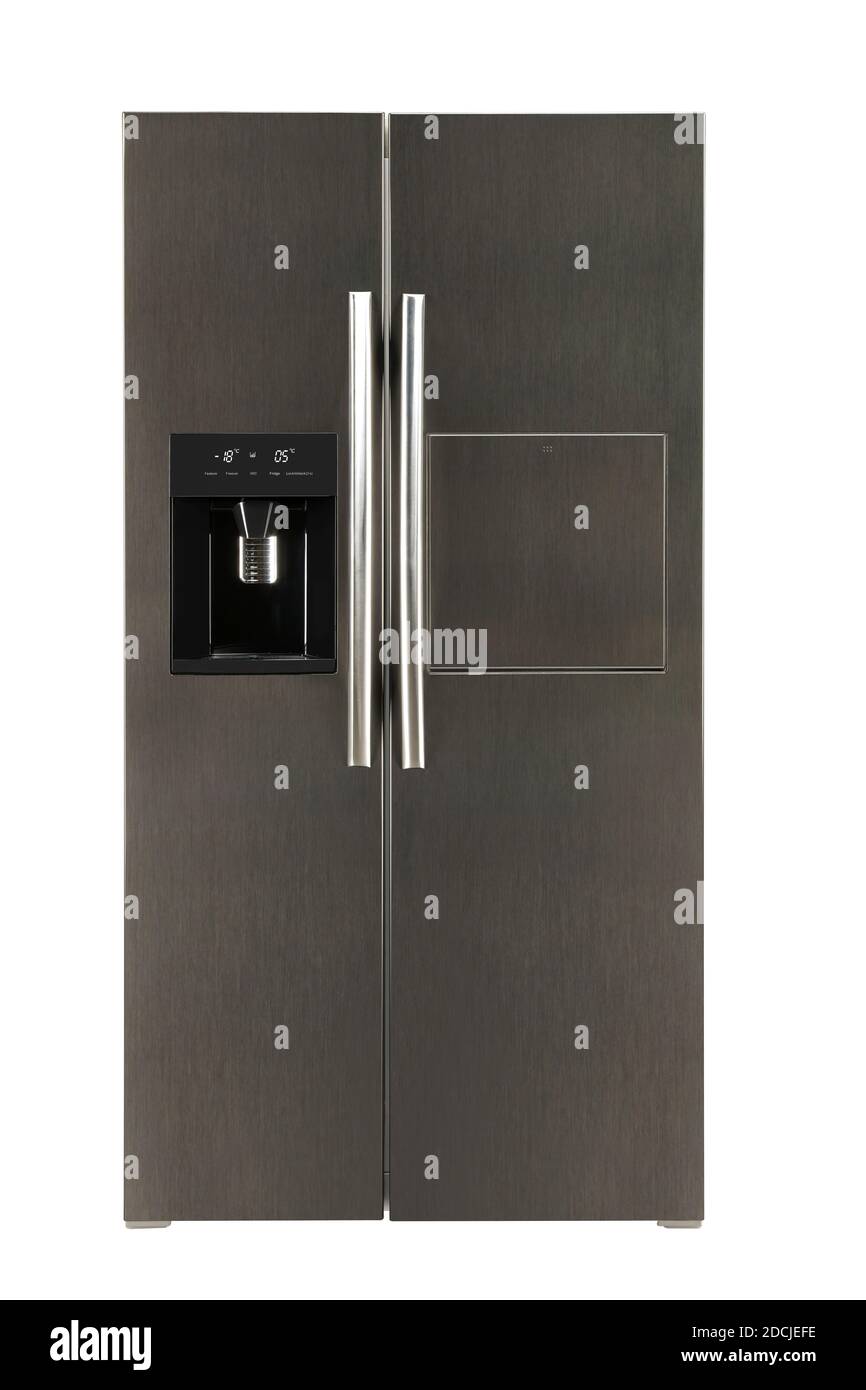Front View of White Side by Side Double Door Refrigerator Stock Photo ...