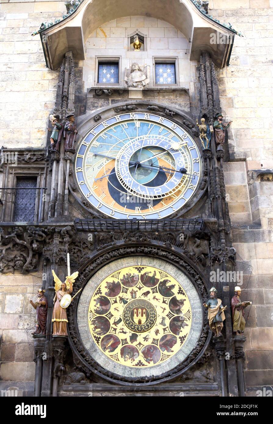 Historical medieval astronomical clock in Old Town Square in Prague ...