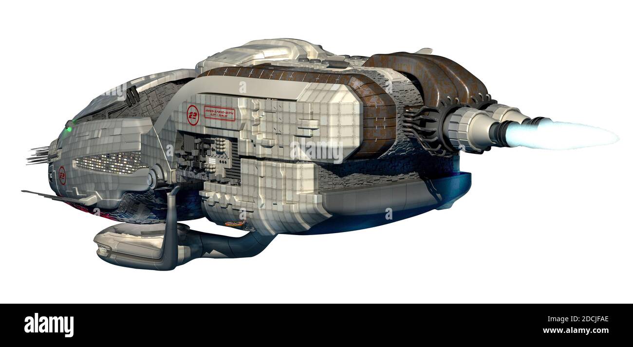 3D Illustration of futuristic spacecraft or military surveillance drone ...