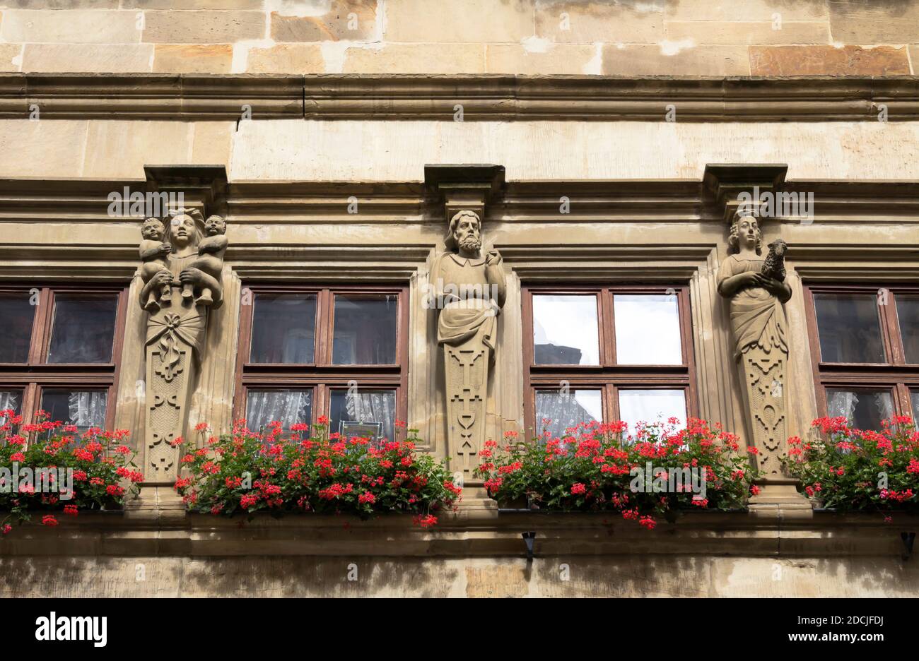 Typical historic building in Rothenburg ob der Tauber, Germany. It is ...