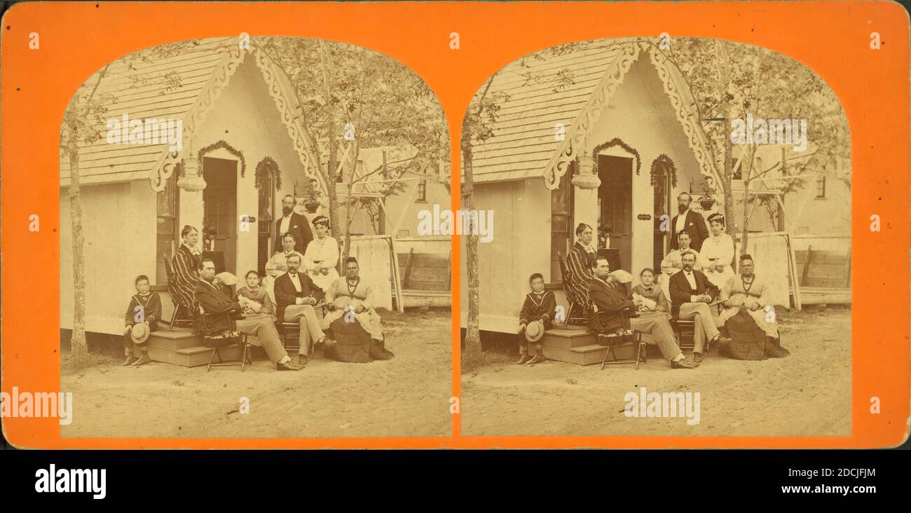 Group posed in front of a cottage., still image, Stereographs, 1850 ...