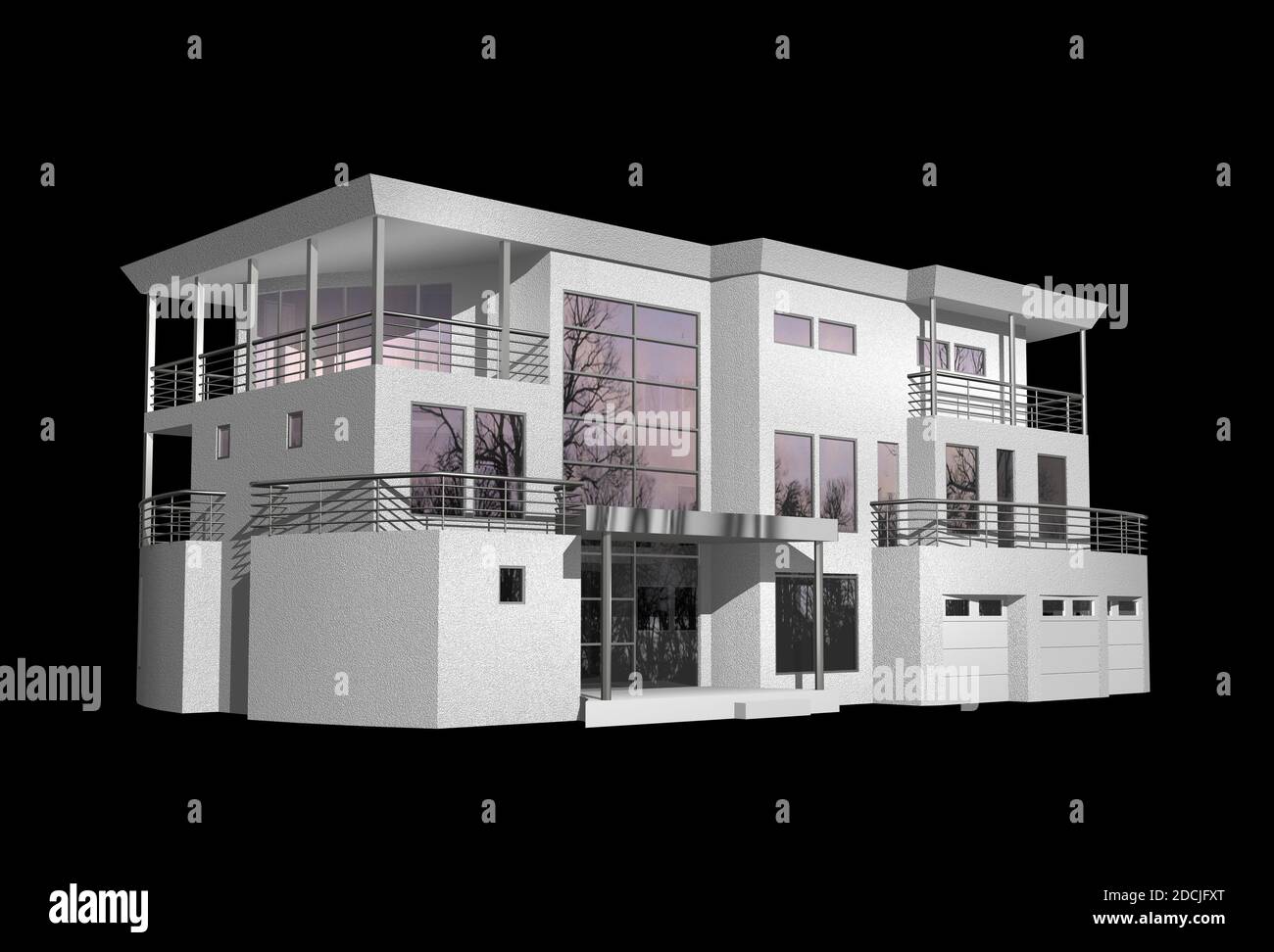3D Rendering of a generic, contemporary house on a black background ...