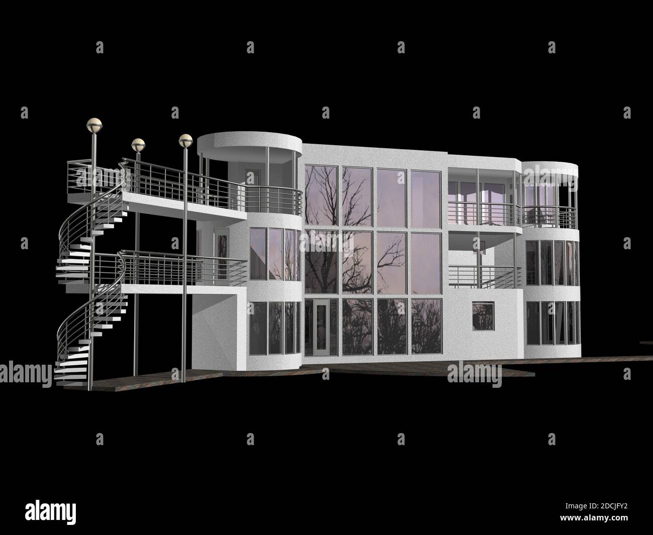 3D Rendering of a generic, contemporary house on a black background ...