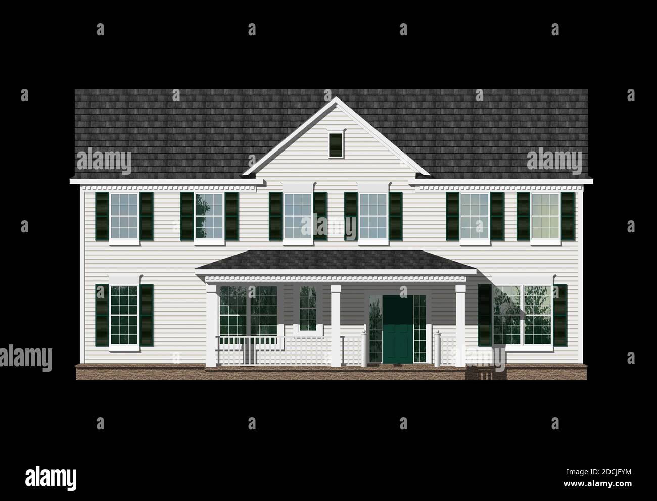 3D Illustration of a house elevation, with the isolation work path ...