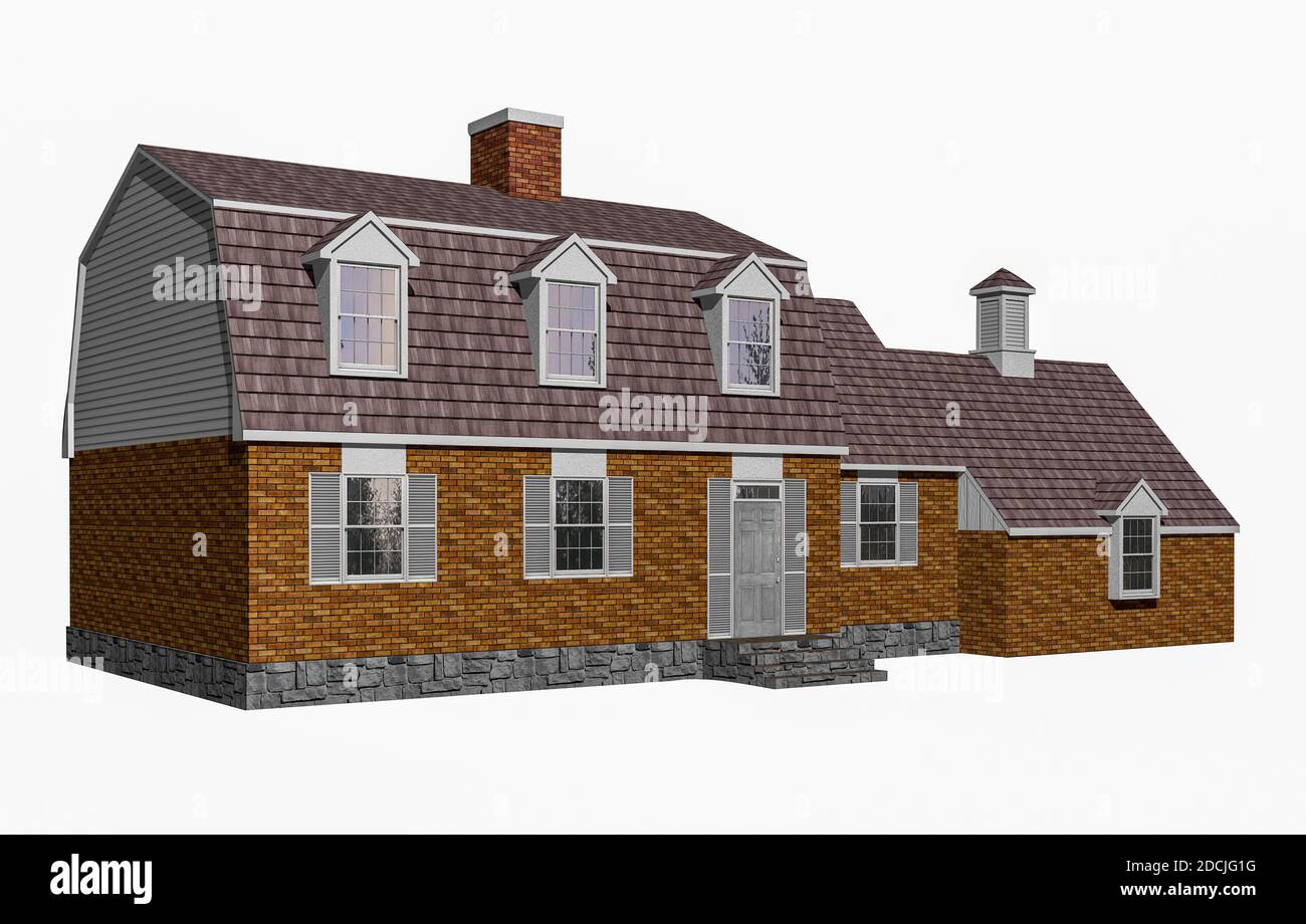 3D Illustration of a house on a white background, with the isolation ...