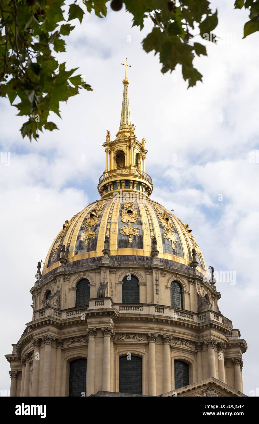 Les Invalides chapel in Paris. Famous landmark, known also for Napoleon ...