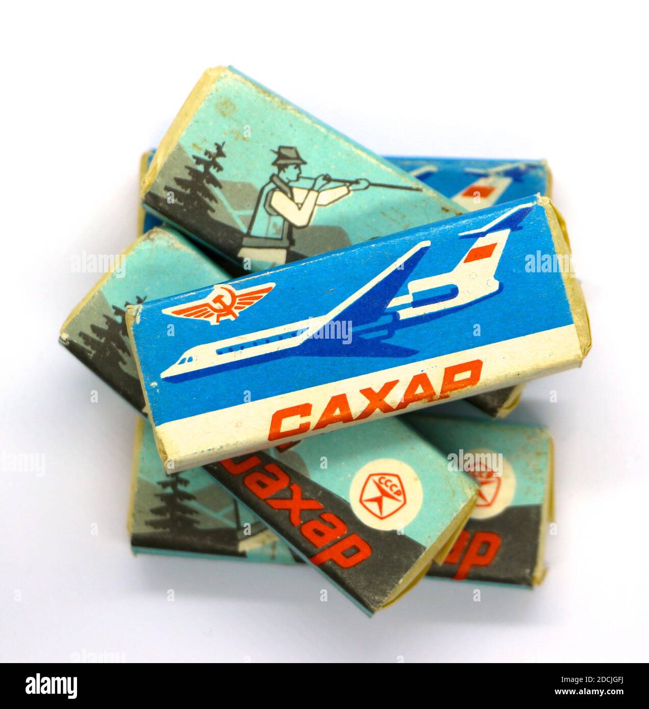 Photo of Caxap sugar cube packets from an Aeroflot flight in 1976 Stock ...