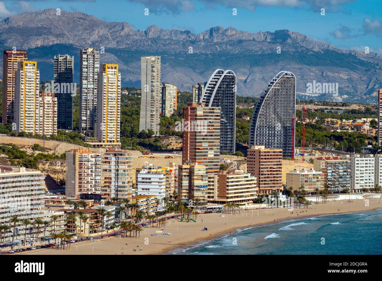 The popular holiday destination and winter sun venue of Benidorm, Costa ...