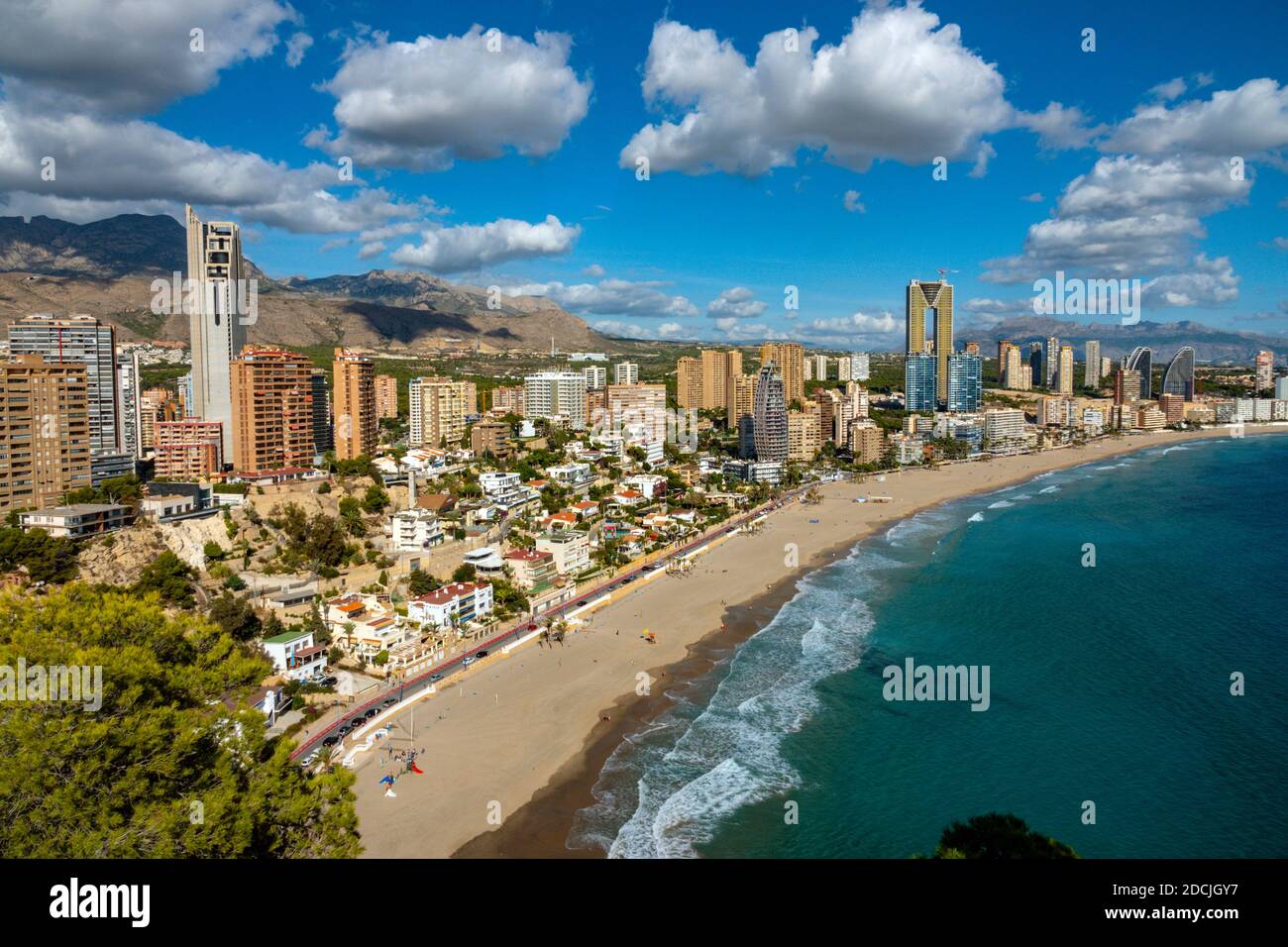The popular holiday destination and winter sun venue of Benidorm, Costa ...
