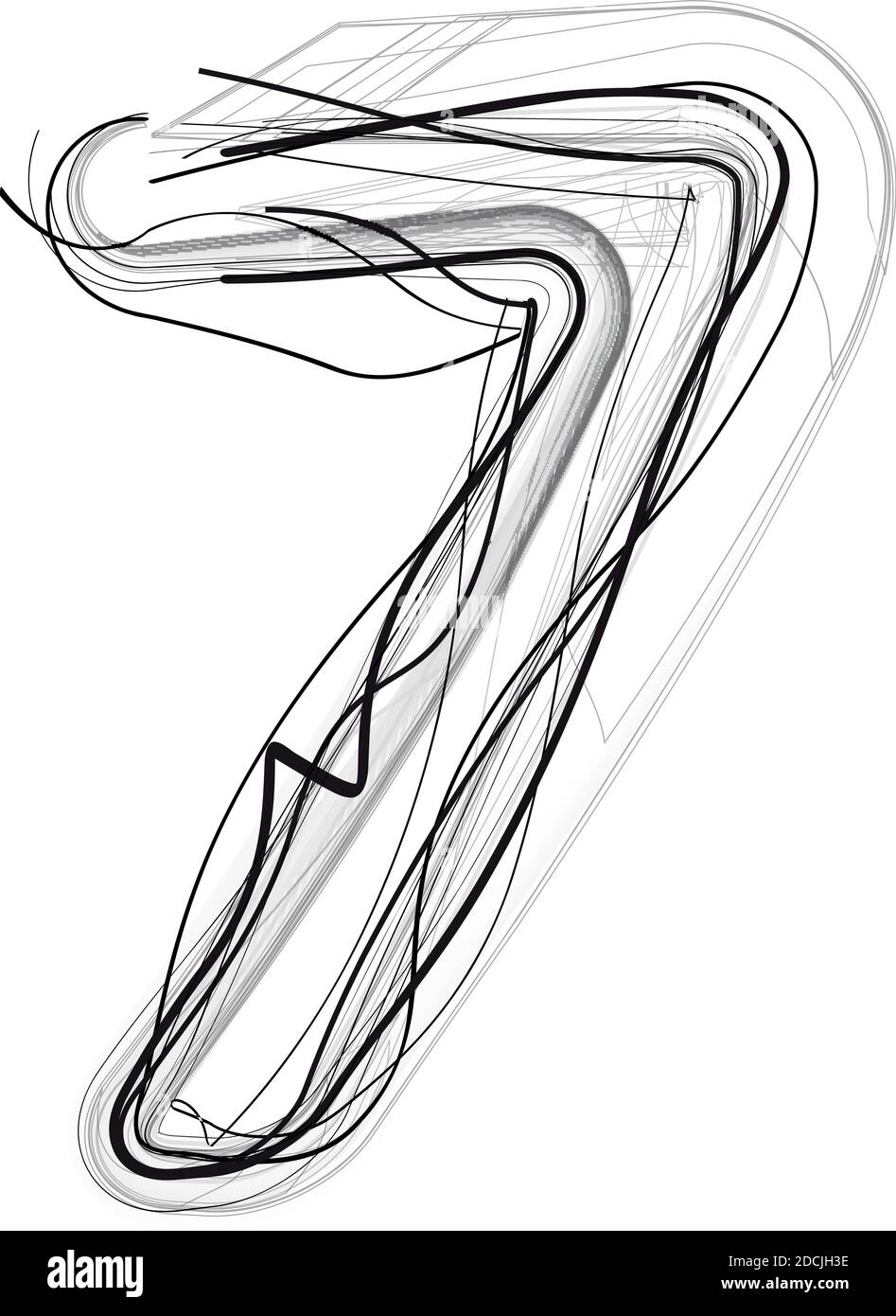 Abstract Doodle Number 7 Vector illustration Stock Vector Image & Art ...