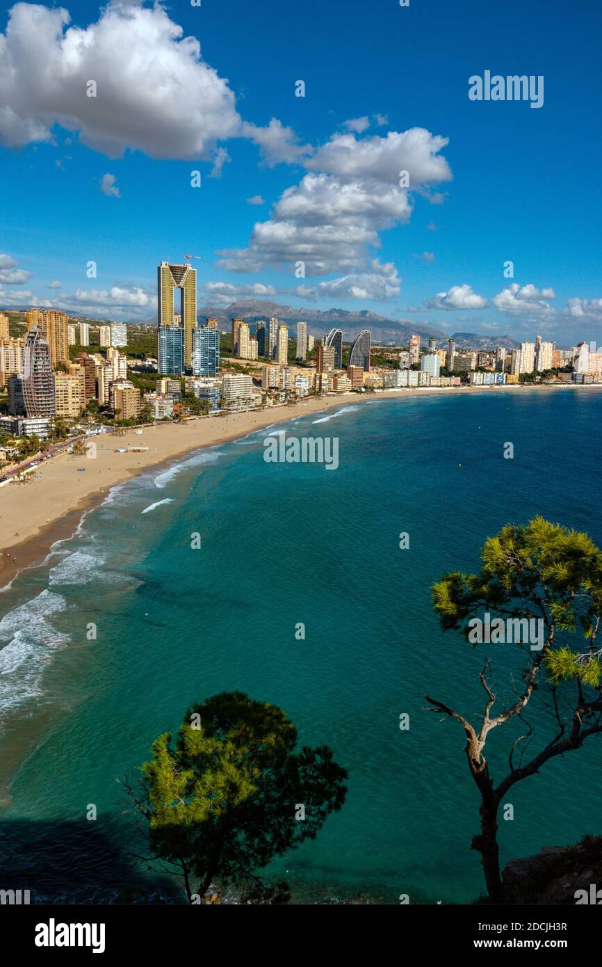 The popular holiday destination and winter sun venue of Benidorm, Costa ...
