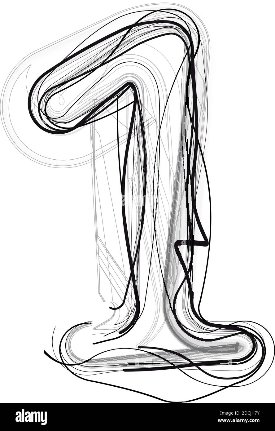 Abstract Doodle Number 1 Vector illustration Stock Vector Image & Art ...