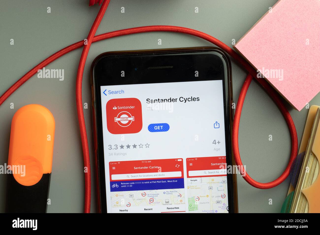 New York, United States - 7 November 2020: Santander Cycles app store ...