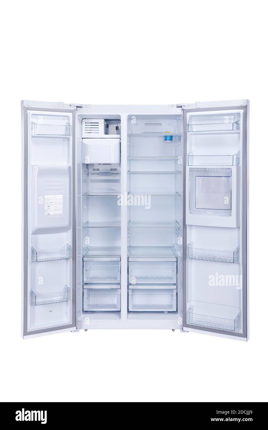 Front View of gray Side by Side Double Door Refrigerator .open door ...