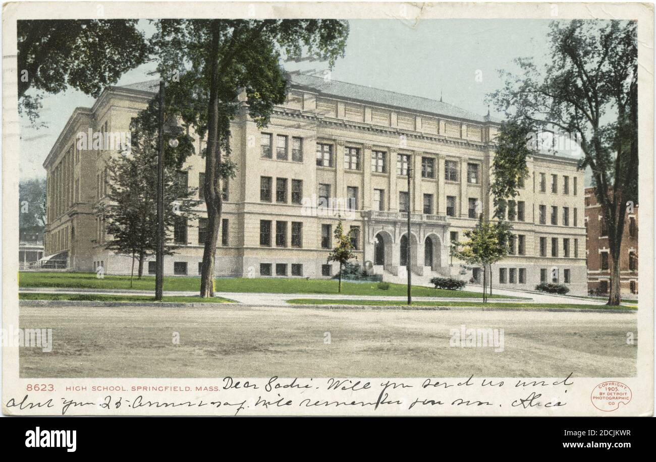 High School, Springfield, Mass., still image, Postcards, 1898 - 1931 ...
