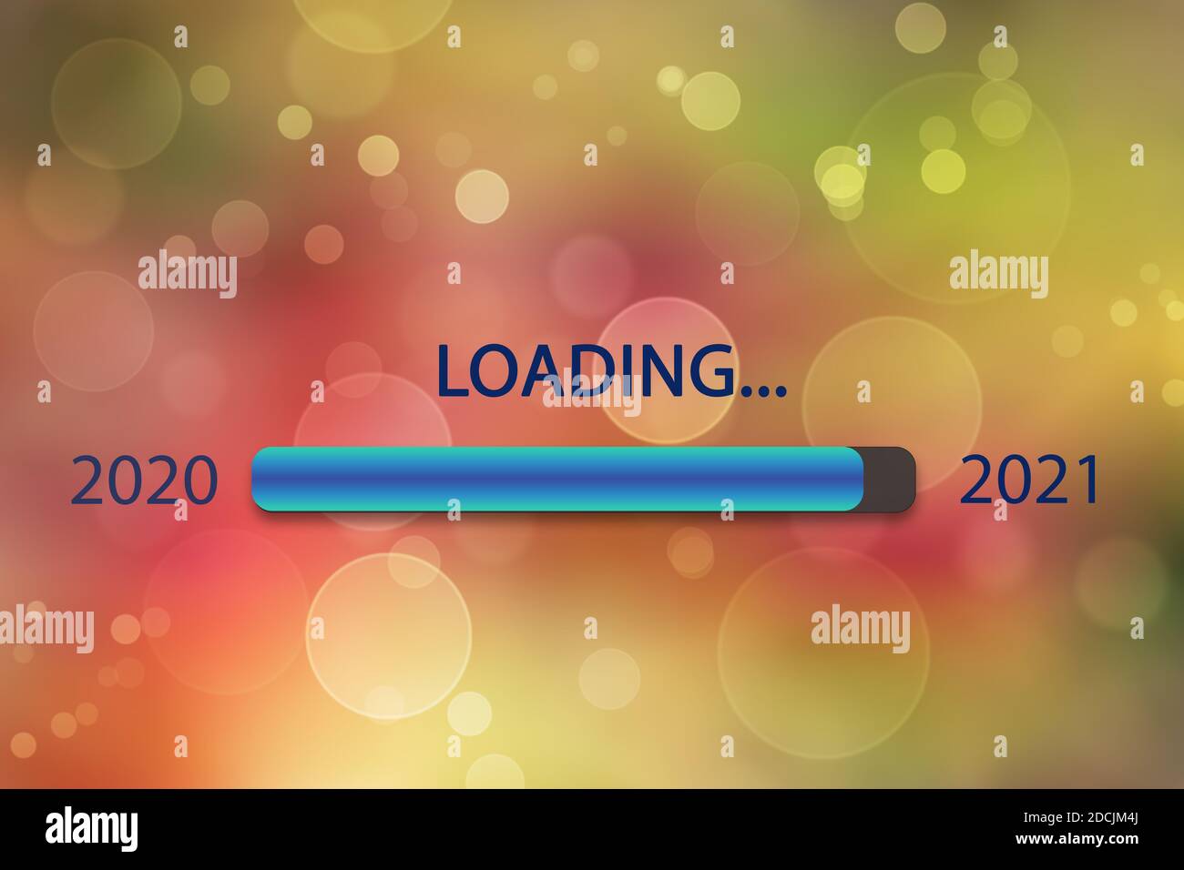 Loading New Year bar on bokeh light background. New Year eve concept ...