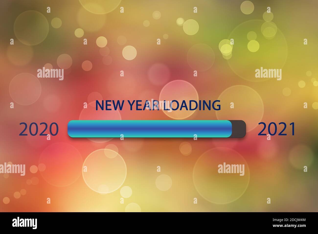 Loading New Year bar on bokeh light background. New Year eve concept ...