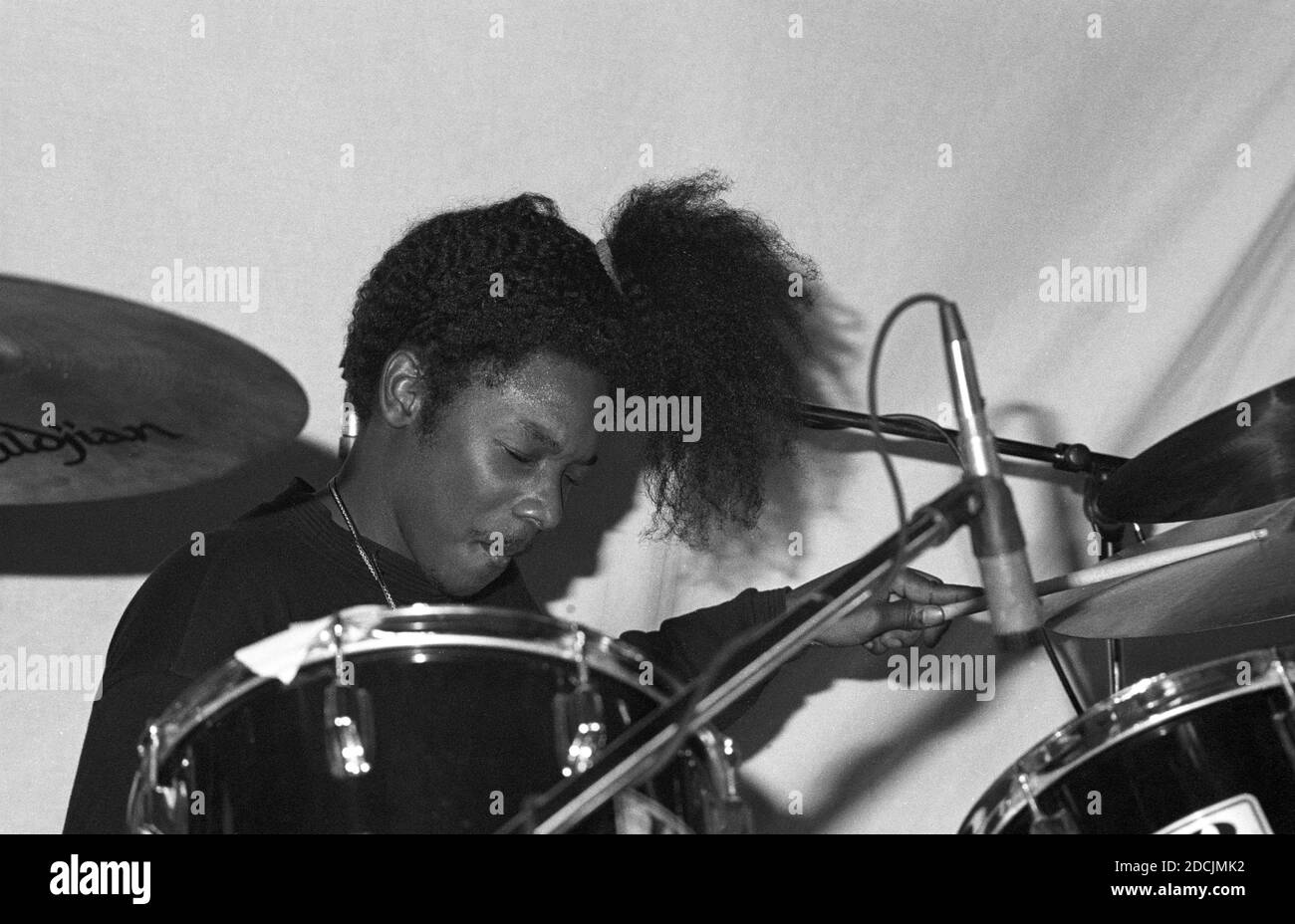 Drummer Spider Johnson Etienne playing with New Zealand indie band Dead ...