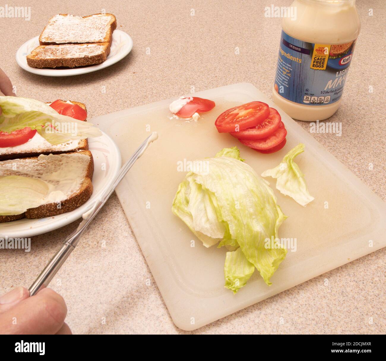 making a BLT (bacon lettuce & tomato) sandwich Stock Photo - Alamy