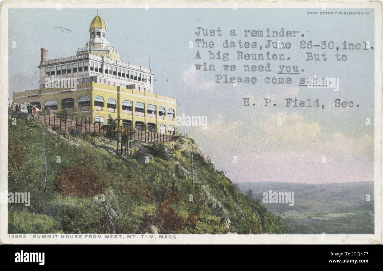 Summit House, West, Mt. Tom, Mass., still image, Postcards, 1898 - 1931 ...