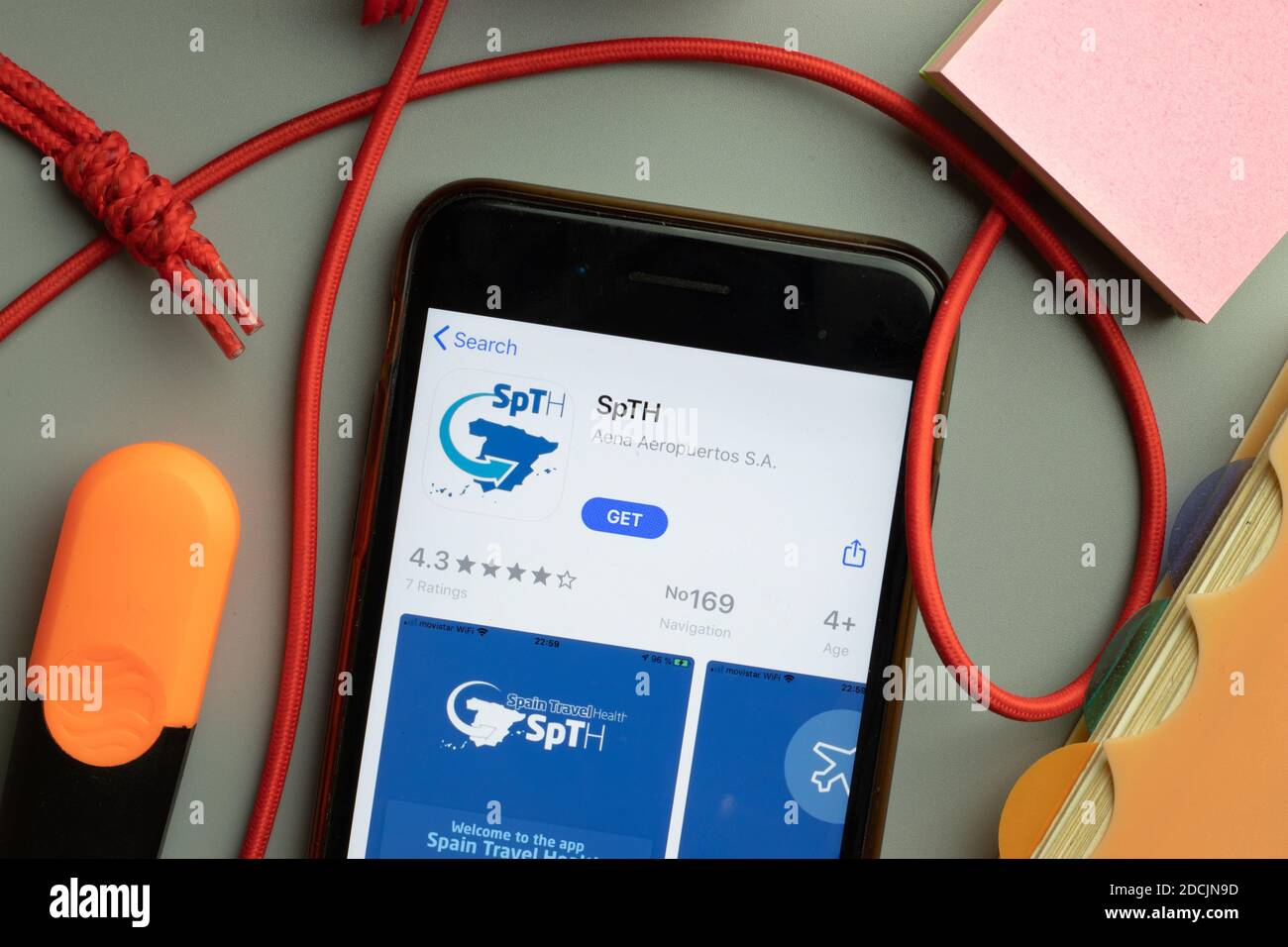 New York, United States - 7 November 2020: SpTH app store logo on phone ...