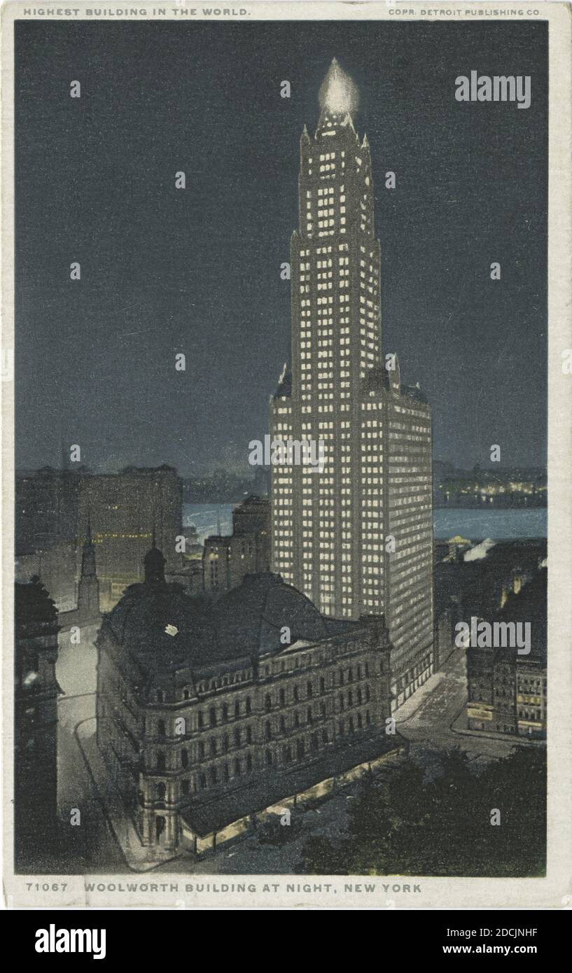 Woolworth Building at Night, New York, N. Y., still image, Postcards ...
