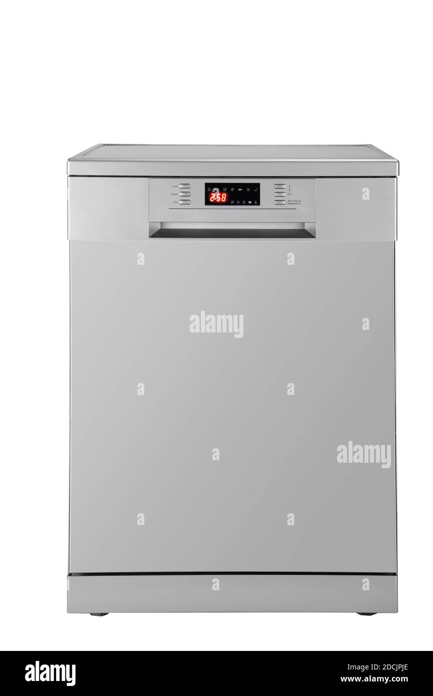 Dishwasher isolated on white background . front view Stock Photo - Alamy