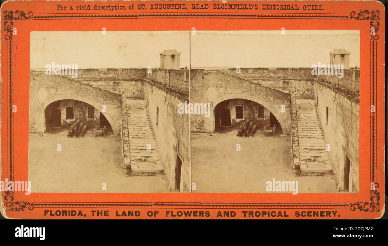 Stairway in the Old Spanish Fort, at St. Augustine, Florida., still ...