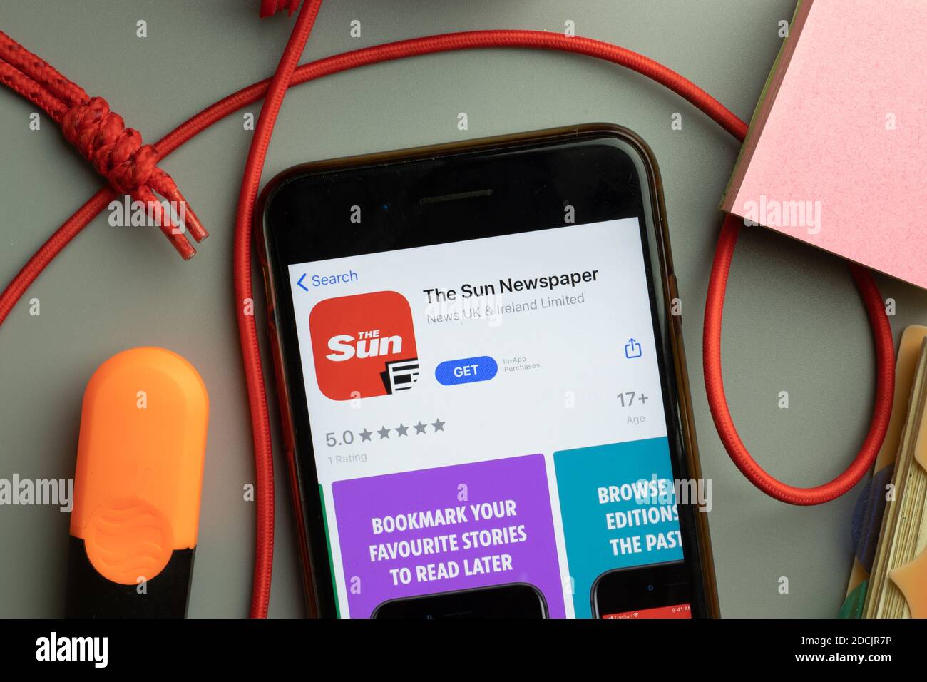 New York, United States - 7 November 2020: The Sun Newspaper app store ...