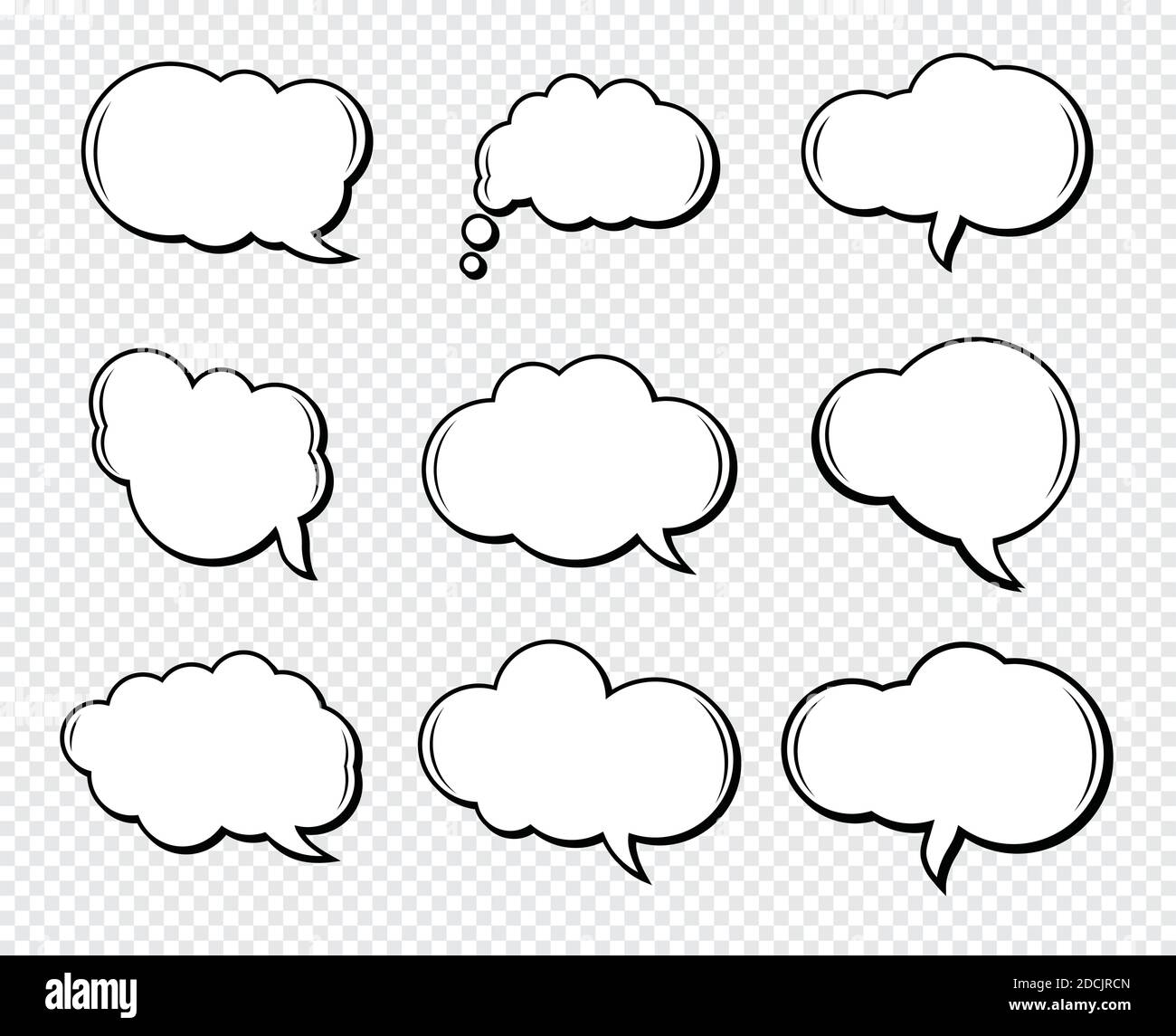 A set of comic speech balloons on transparent background. Vector ...