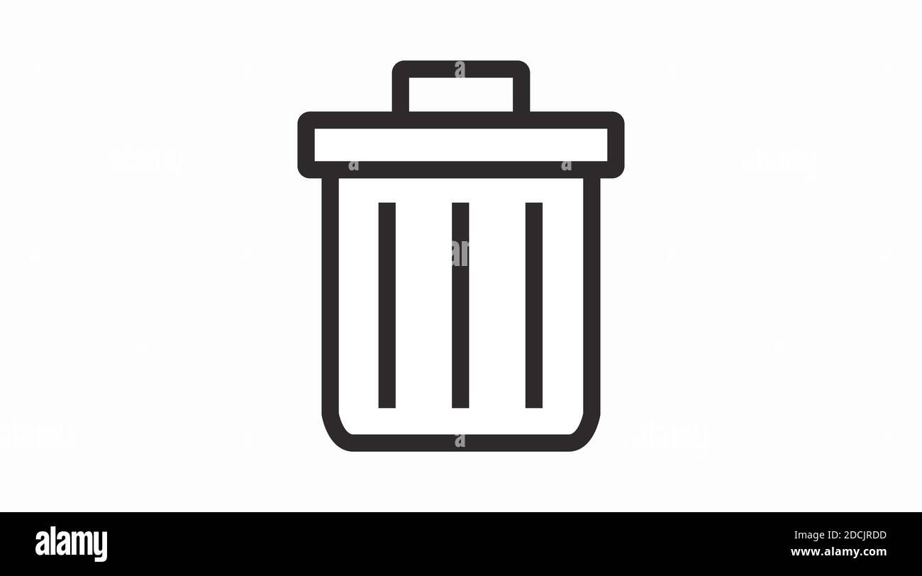 Vector Isolated Black and White Garbage Can Icon. Trash Icon Stock ...
