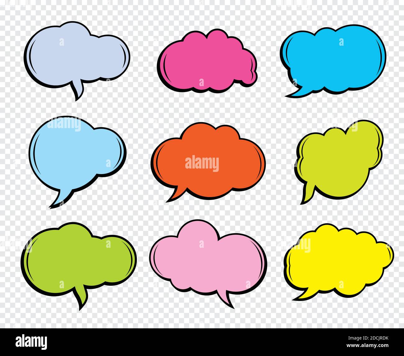 A set of comic speech balloons on transparent background. Vector ...
