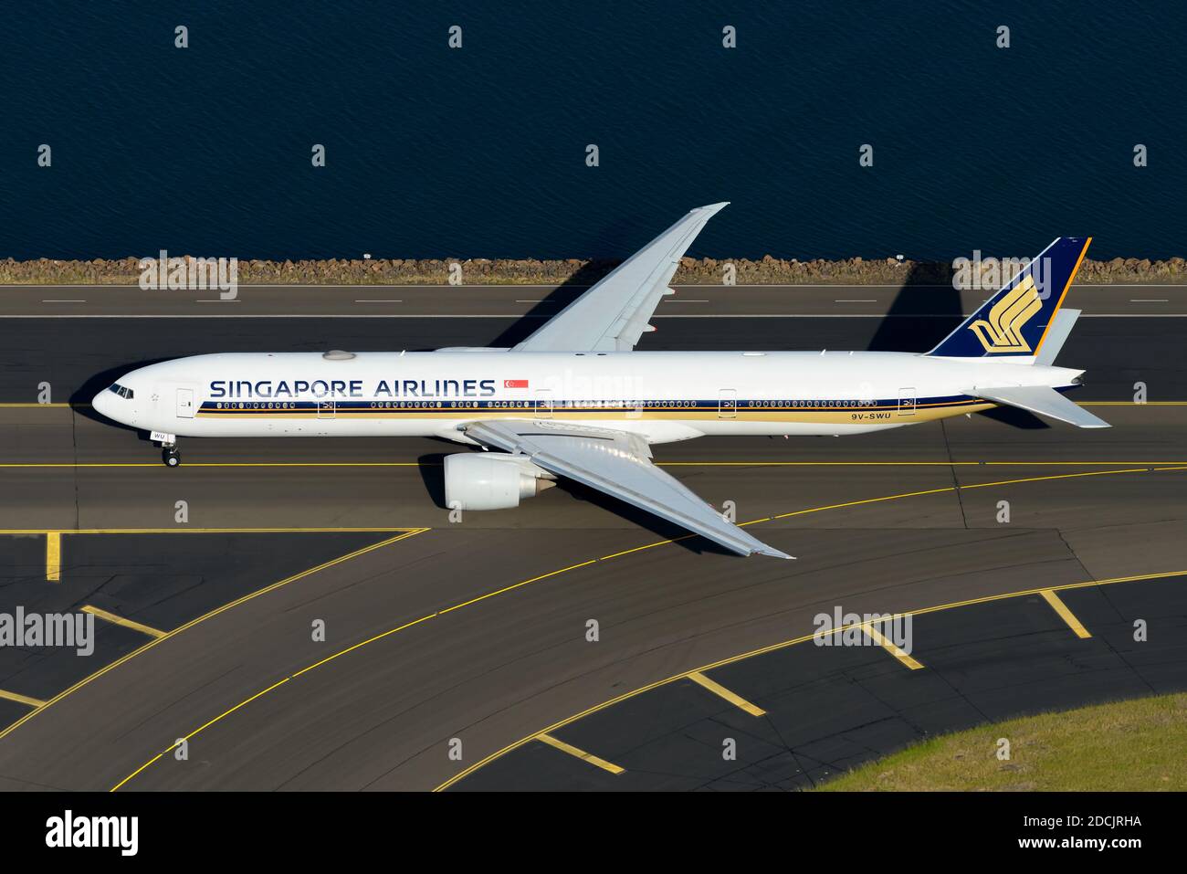 Singapore Airlines Boeing 777 aircraft aerial view. Airplane of ...