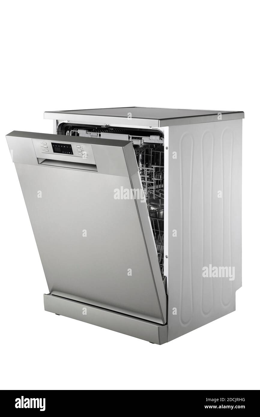 Open door dishwasher isolated on white background Stock Photo - Alamy