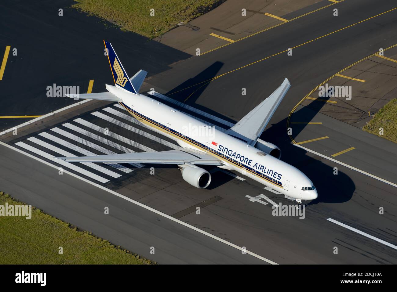 Singapore Airlines Boeing 777 aircraft aerial view. Airplane of ...