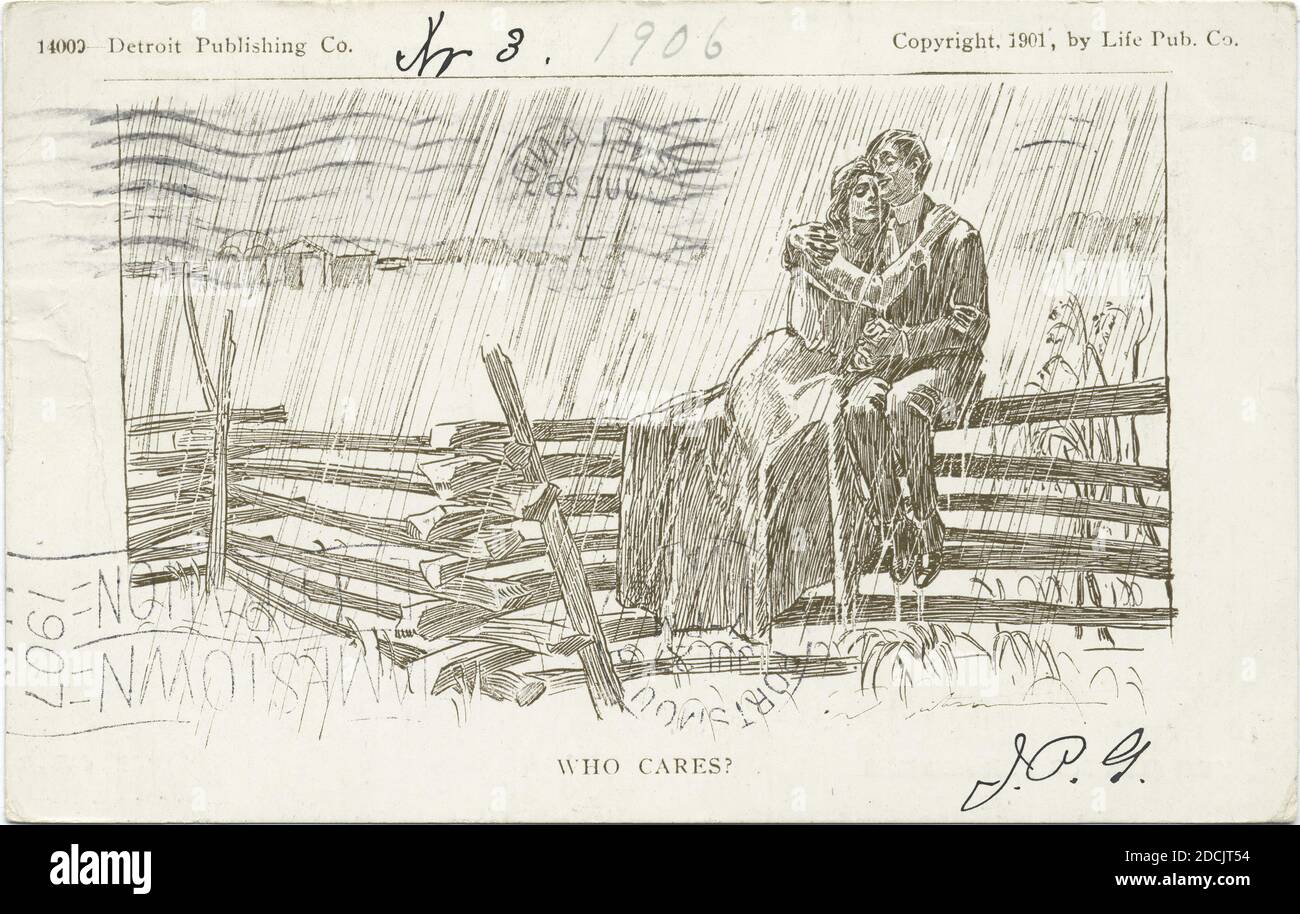 Who Cares?, Life Cartoons, still image, Postcards, 1898 - 1931 Stock ...
