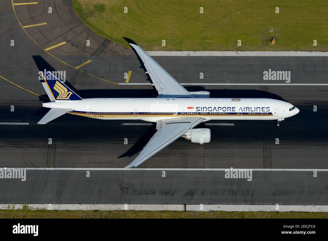 Singapore Airlines Boeing 777 aircraft aerial view. Airplane of ...