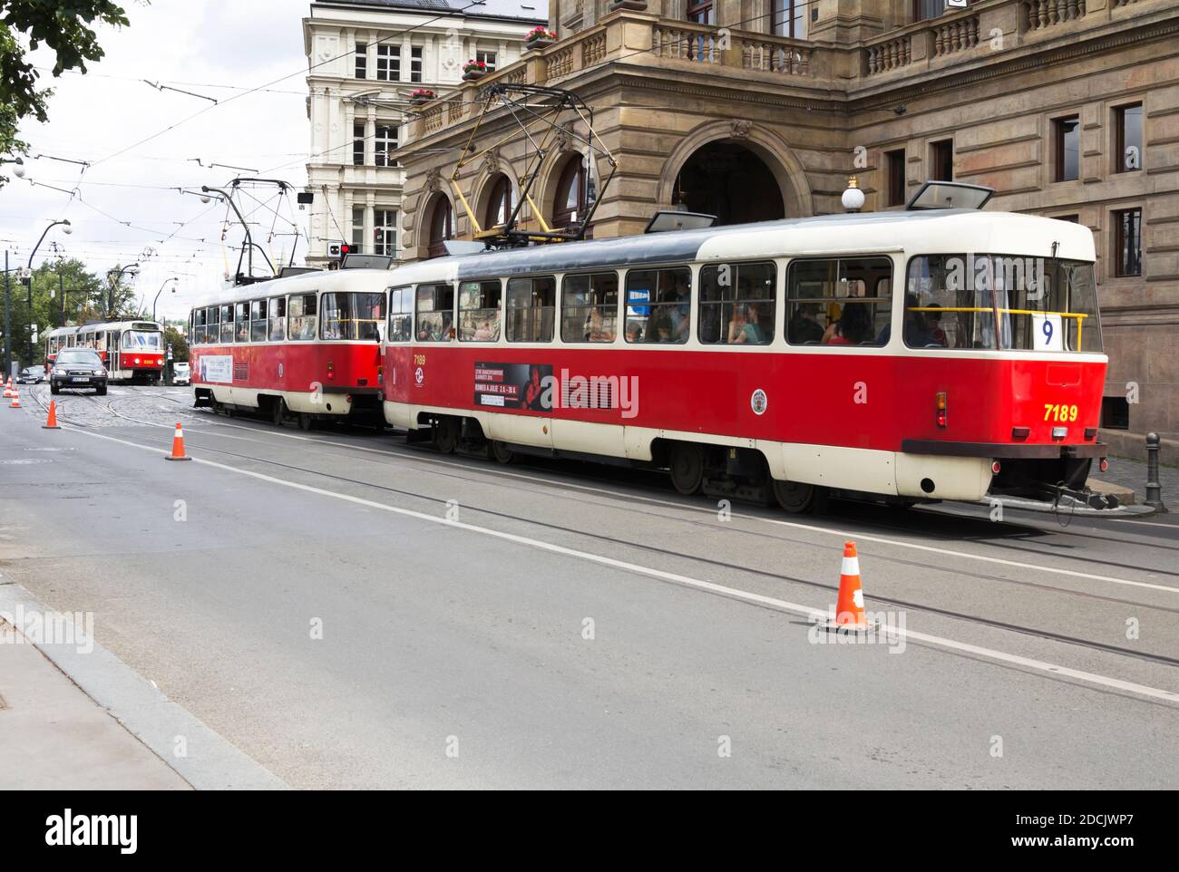 Tram at old street in Prague, Czech Republic Stock Photo - Alamy