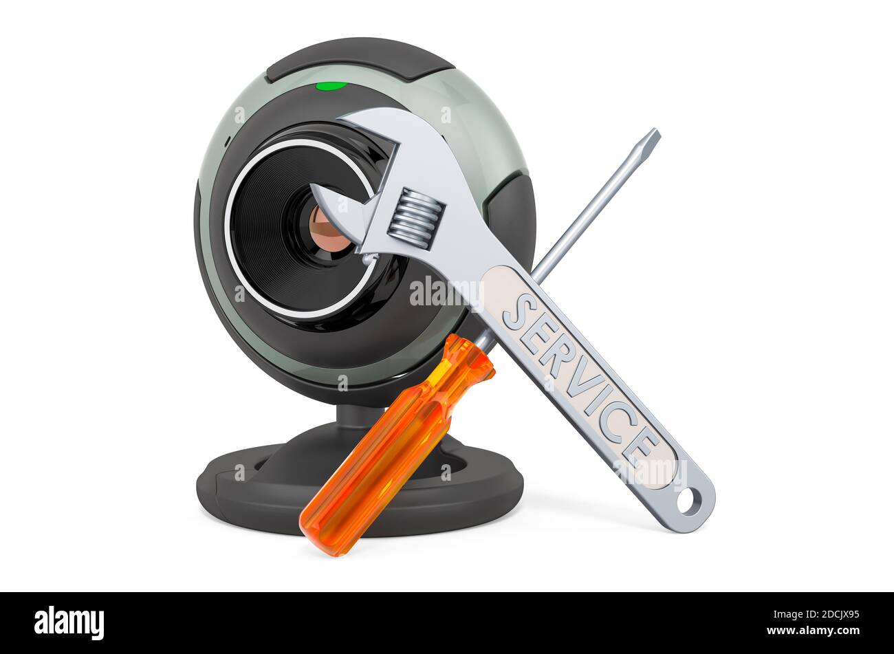 Service and repair of webcam, 3D rendering isolated on white background ...