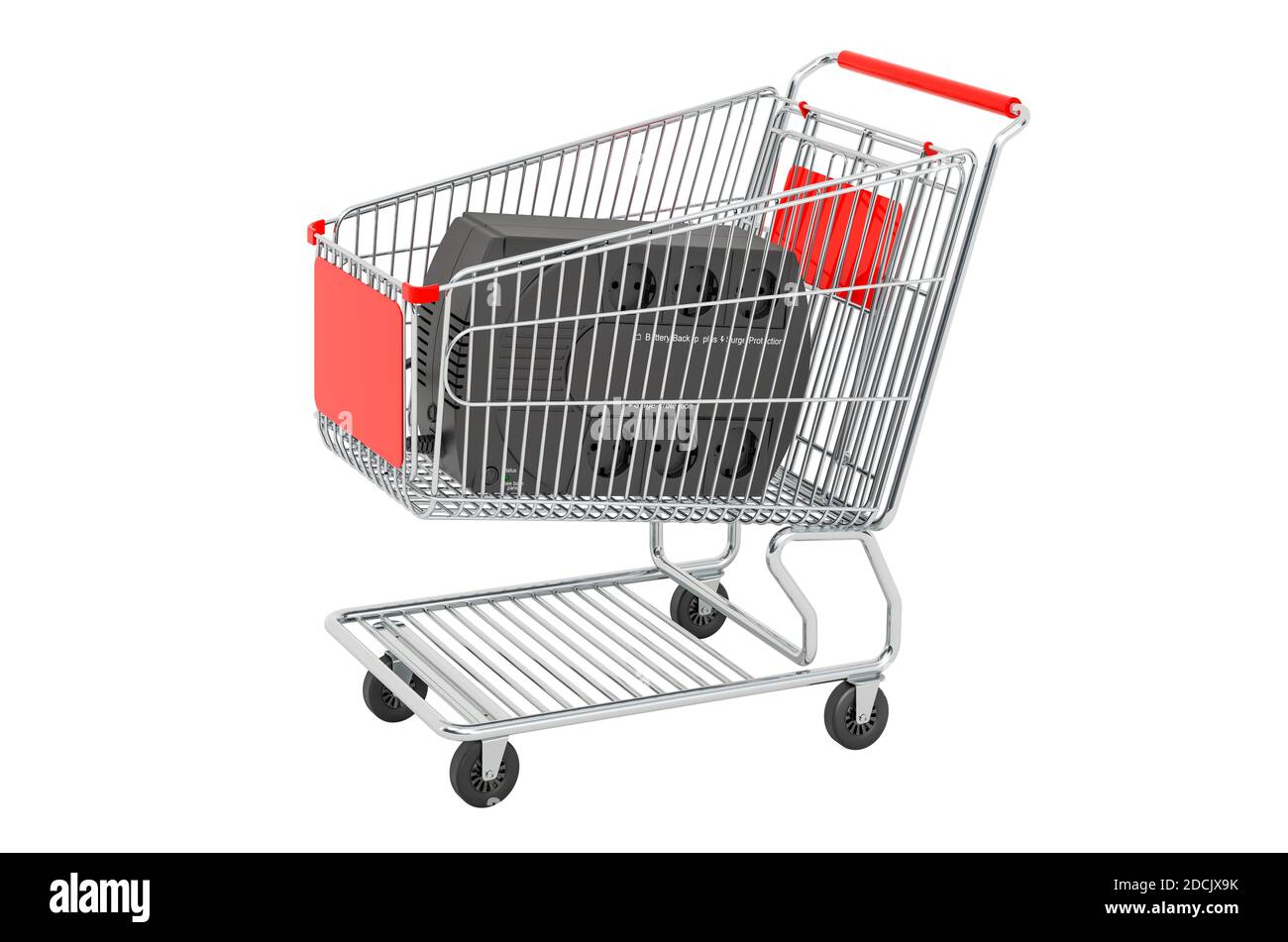 UPS uninterruptible power supply source inside shopping cart, 3D ...