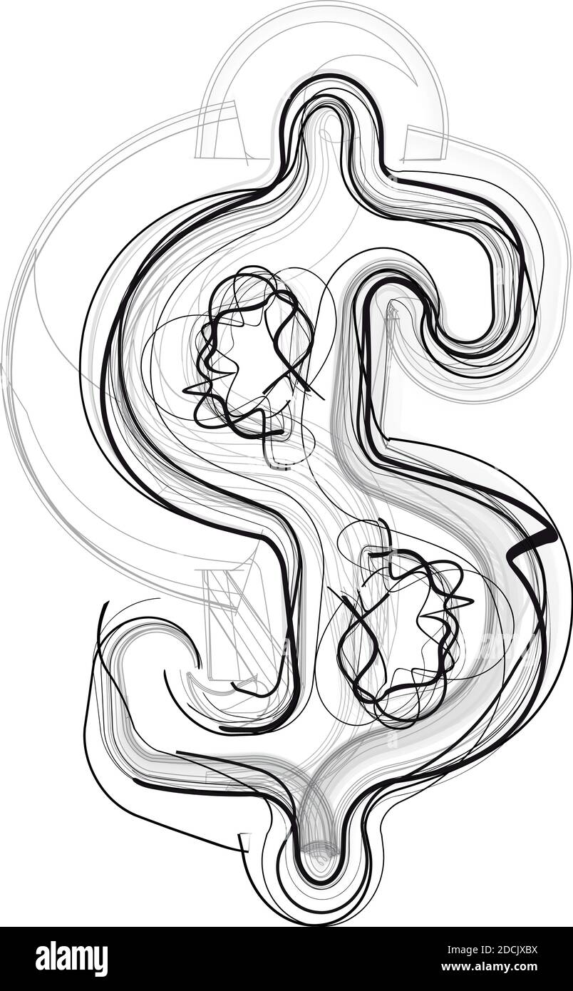 Abstract Doodle Dollar Symbol Vector illustration Stock Vector Image ...