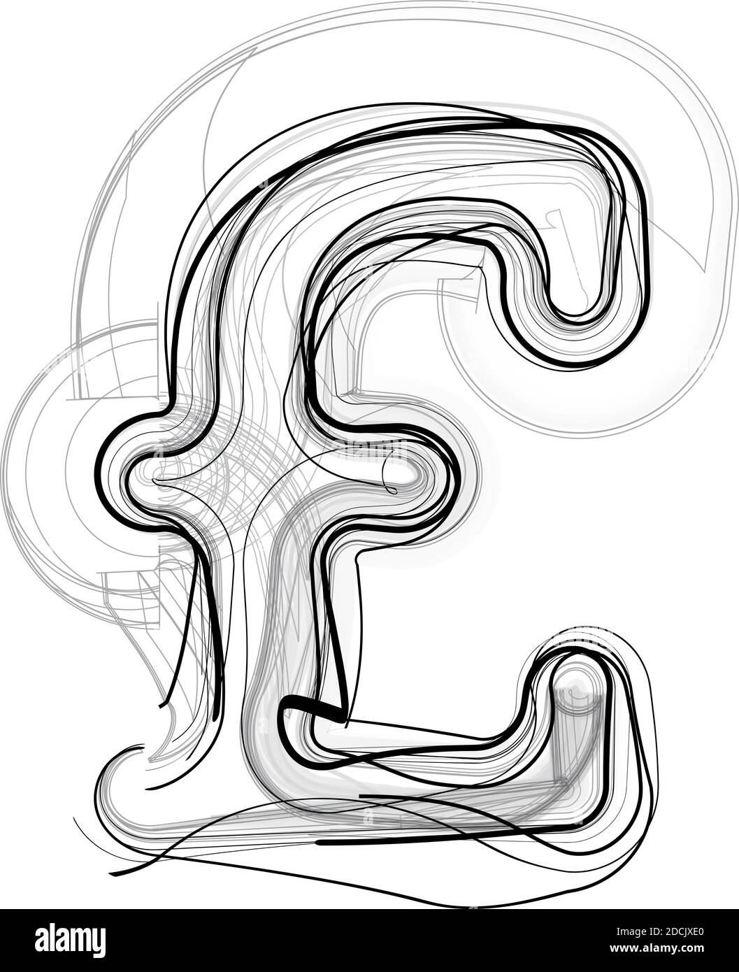 Abstract Doodle Pound Symbol Vector illustration Stock Vector Image ...