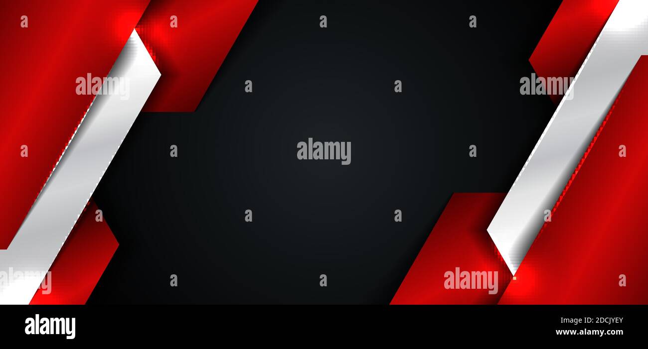 Banner Web Template Design Abstract Red And Silver Metallic Metal Geometric Overlapping Layer On