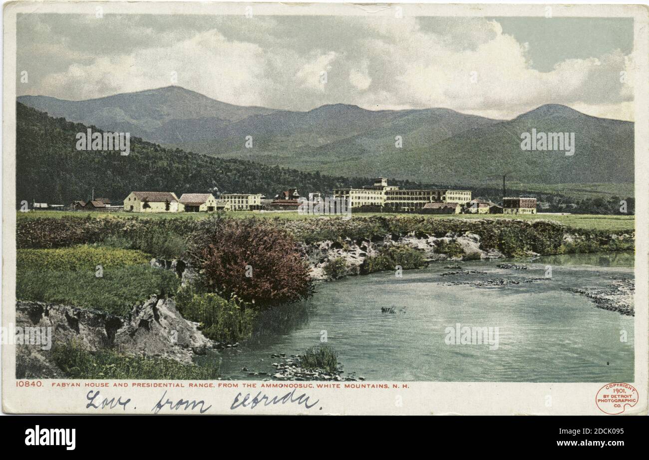 Fabyan House and Presidential Range, from the Ammonoosuc, White ...